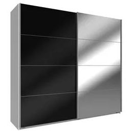 Schwebet&uuml;renschrank wimex "Easy", schwarz-wei&szlig; (wei&szlig;, schwarzglas, spiegel), B:225cm H:210cm T:65cm, Schr&auml;nke, Schwebet&uuml;renschrank, mit Glas und Spiegel