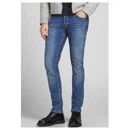Jack & Jones Slim-fit-Jeans JACK & JONES "JJIGLENN Jeans mit schmaler Beinform und Stretch f&uuml;r Komfort", Herren, Gr. 33, L&auml;nge 30, blau (blau denim), Denim/Jeans, Obermaterial: 76% Baumwolle, 22% Polyester, 2% Elasthan, Abriebeffekte, slim fit lang, Jeans Slim-fit-Jeans, Baumwollmischung, slim fit