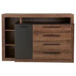 Kombikommode FORTE "Bellevue", braun (schlammeichefarben, schwarzeichefarben), B:161cm H:107cm T:43cm, FSC-zertifizierter Holzwerkstoff, Sideboards, Kombikommode