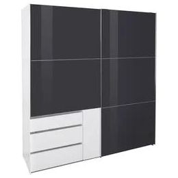 Schwebet&uuml;renschrank wimex "Level by fresh to go", wei&szlig; (wei&szlig;, grauglas), B:200cm H:236cm T:65cm, Schr&auml;nke, Schwebet&uuml;renschrank, mit Glast&uuml;ren