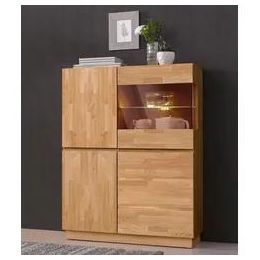 Highboard Home Affaire "Laima", braun (eiche teilmassiv), B:90cm H:120cm T:38cm, FSC-zertifizierter Holzwerkstoff, Sideboards, Highboard, Vitrine, H&ouml;he 120 cm, teilmassiv, FSC-zertifiziert