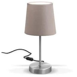 B.K.LICHT Tischleuchte, grau (taupe), 1, &Oslash; 10cm H: 30,8cm, Leuchten, LED Nachttischlampe mit Schalter E14 IP20 Stoff taupe matt-nickel, Tischleuchte