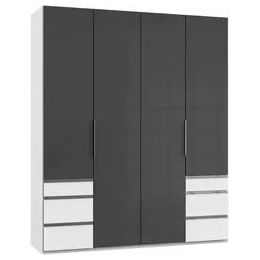Kleiderschrank wimex "Level by fresh to go", wei&szlig; (wei&szlig;, grauglas), B:200cm H:236cm T:58cm, Schr&auml;nke, Kleiderschrank Dreht&uuml;renschrank, mit vollfl&auml;chigen Glast&uuml;ren