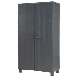 Garderobenschrank Woood "Dennis", grau (dunkelgrau), B:111cm H:202cm T:55cm, Holzwerkstoff, Schr&auml;nke, Garderobenschrank, mit Kleiderstange, viel Stauraum, B 111 cm x H 202 cm