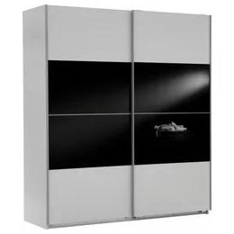 Schwebet&uuml;renschrank wimex "Easy", schwarz-wei&szlig; (wei&szlig;, schwarzglas), B:180cm H:210cm T:65cm, Schr&auml;nke, Schwebet&uuml;renschrank, mit Teilglas