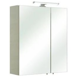 Spiegelschrank SAPHIR "Quickset Badezimmer-Spiegelschrank inkl LED-Aufsatzleuchte", wei&szlig; (eiche wei&szlig;), B:60cm H:70cm T:20cm, Schr&auml;nke, Spiegelschrank Spiegelschrank mit Beleuchtung, 60 cm breit, inkl. T&uuml;rd&auml;mpfer, 2 Spiegelt&uuml;ren, mit Steckdose