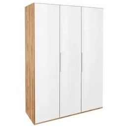 Kleiderschrank wimex "Level by fresh to go", braun (plankeneichefarben, wei&szlig;glas), B:150cm H:216cm T:58cm, Schr&auml;nke, Kleiderschrank Dreht&uuml;renschrank, T&uuml;ren vollfl&auml;chig mit farbigem Glas