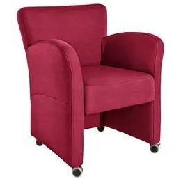 Sessel exxpo - SOFA FASHION "Cortado, Loungesessel auf Rollen, schmale Armlehnen, bequem", rot, B:66cm, Sessel, Sessel, Breite 66 cm