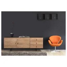 Sideboard WOODMAN "Jugend Kommode", schwarz (eichefarben, schwarz), B:180cm H:70cm T:48cm, Sideboards, Sideboard, mit Soft-Close-Funktion, Breite 180 cm, FSC