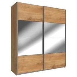 Schwebet&uuml;renschrank wimex "Easy", braun (plankeneichefarben, spiegel), B:135cm H:210cm T:65cm, Schr&auml;nke, Schwebet&uuml;renschrank, mit Teilspiegel