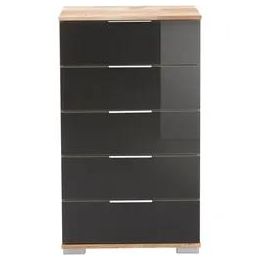 Schubkastenkommode wimex "Easy", grau (plankeneichefarben, grauglas), B:49cm H:102cm T:41cm, Sideboards, mit Glas- oder Spiegelfront