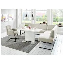 Eckbank exxpo - SOFA FASHION "Affogato, hoher Sitzkomfort, bequem", silber, B:197cm H:82cm T:265cm, Struktur: Webvelour 100% Polyester, Sitzb&auml;nke, Eckbank, Frei im Raum stellbar