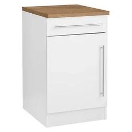 Unterschrank KOCHSTATION "KS-Samos", wei&szlig; (wei&szlig;, wotaneichefarben), B:50cm H:85cm T:60cm, Schr&auml;nke, Unterschrank, 50 cm breit