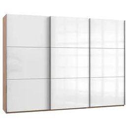 Schwebet&uuml;renschrank wimex "Level by fresh to go", braun (plankeneichefarben, wei&szlig;glas), B:300cm H:216cm T:65cm, Schr&auml;nke, Schwebet&uuml;renschrank, mit Glast&uuml;ren