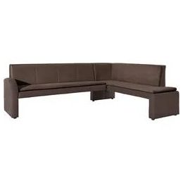 Eckbank exxpo - SOFA FASHION "Cortado, elegant und modern mit hohem Sitzkomfort", braun (braun, braun), B:197cm H:89cm T:264cm, Strukturstoff (88%Polyester, 12% Nylon) mit Absatz Luxuskunstleder;Luxus-Microfaser (Zusammensetzung: 10% Baumwolle, 90% Polyester), Sitzb&auml;nke, Eckbank, hohe Bodenfreiheit, sch&ouml;ne Detailverarbeitung, wahlweise Lederbezug
