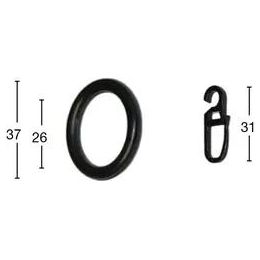 Gardinenring Garesa "Ring mit Haken", schwarz, &Oslash;:2,6cm, Kunststoff, Gardinenbefestigungen, Kunststoff, f&uuml;r leichten bis mittelschweren Behang, einfache Montage