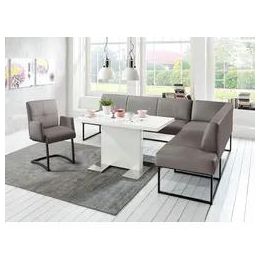 Eckbank exxpo - SOFA FASHION "Affogato, hoher Sitzkomfort, bequem", braun (schlamm), B:197cm H:82cm T:265cm, Struktur: Webvelour 100% Polyester, Sitzb&auml;nke, Eckbank, Frei im Raum stellbar