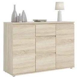 Sideboard Inosign "Nova, Aufbewahrung, Schubladenschrank, Sideboard", braun (eiche struktur), B:119,5cm H:83,7cm T:40cm, Holzwerkstoff, Sideboards, Sideboard, 2 T&uuml;ren, 3 Schubladen, grifflos, Breit e120 cm, H&ouml;he 84 cm
