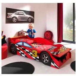 Autobett Vipack "Racer, inkl. Stauraum vorne, mit Lattenrost, MDF lackiert", rot, B:78cm H:48cm L:175cm, Betten, Autobett, ein Highlight im Kinderzimmer