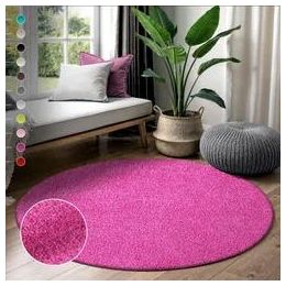 Hochflor-Teppich Sanat "LOCA", pink, H:30mm &Oslash;:200cm, Kunstfaser, Teppiche, Wohnzimmer, Langflor, Shaggy, Schlafzimmer