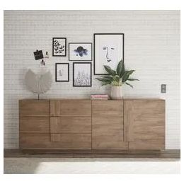 Sideboard Home Affaire "Jupiter, Breite 241 cm, Kommode 2 T&uuml;ren - Soft Closing, 3 Schubk&auml;sten", braun (mercure nb holzstruktur), B:241cm H:90cm T:44cm, Sideboards, Sideboard, Anrichte, moderne Griffblende, FSC, cleveres Stauraumkonzept