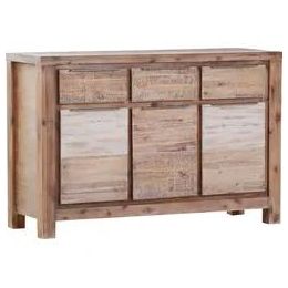 Sideboard GUTMANN FACTORY "Tulsa", braun (smoked), B:130cm H:86cm T:47cm, Holz teilmassiv, Sideboards, Sideboard, Kommode, Breite 130 cm