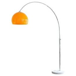 Salesfever Bogenlampe "Tammo", orange (orange, chromfarben, wei&szlig;), 1, &Oslash; 40cm H: 181cm, 1 Stk., Leuchten, H&ouml;henverstellbar und mit Dimmschalter, echter Marmorfu&szlig;, Bogenlampe