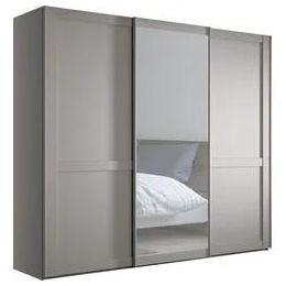 Schwebet&uuml;renschrank Wiemann "G&ouml;teborg", grau (kieselgrau, dekor, kristallspiegel), B:246,3cm H:220cm T:67cm, Glas, Holzwerkstoff, Schr&auml;nke, Schwebet&uuml;renschrank, Querriegel und Griffleisten im Korpusfarbton, inkl. Spiegel, Topseller