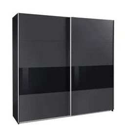 Schwebet&uuml;renschrank wimex "Bramfeld TOPSELLER Kleiderschrank", schwarz (graphit, absetzung schwarzglas), B:225cm H:236cm T:64cm, Schr&auml;nke, Schwebet&uuml;renschrank, mit Glaselementen und zus&auml;tzlichen Einlegeb&ouml;den
