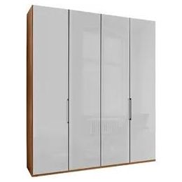 Kleiderschrank Wiemann "Monaco, Made in Germany, edle Glasfront, in verschiedenen Farben", braun (bianco, eiche, nachbildung, glas wei&szlig;), B:197,3cm H:236cm T:58cm, Floatglas, Holzwerkstoff, Schr&auml;nke, Kleiderschrank, hochwertige Beschl&auml;gen inkl. D&auml;mpfung