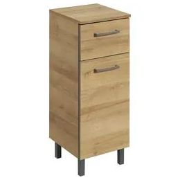 Unterschrank SAPHIR "Quickset 919 Badschrank mit 1 T&uuml;r, 1 Schublade, 30 cm breit", braun (riviera eiche quer nachbildung), B:30cm H:81cm T:33cm, Schr&auml;nke, Unterschrank, Badezimmerm&ouml;bel, Riviera Eiche quer Nachbildung, Griffe in Grau