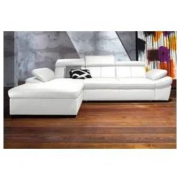 Ecksofa exxpo - SOFA FASHION "Salerno, Funktionssofa, Breite 280cm, hoher Sitzkomfort, L-Form", wei&szlig;, B:280cm H:77cm T:170cm, Microfaser-Primabelle (100% Polyester);NaturLEDER;Kunstleder;Lederfaserstoff;Luxus-Microfaser Lederoptik, Sofas, Ecksofa, inkl. Kopf- und Armteilverstellung, wahlweise mit Bettfunktion