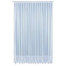 Gardine WIRTH "Elena" Gr. 11, wei&szlig;, B:600cm H:175cm, Sabl&eacute;, Polyester, Gardinen, Gardine, Store veredelt mit echter Plauener Spitze Stickerei, gerade