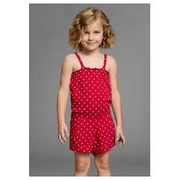 Kurzoverall Kidsworld "f&uuml;r kleine M&auml;dchen", M&auml;dchen, Gr. 146, N-Gr, rot (rot, wei&szlig;), Jersey, Obermaterial: 100% Baumwolle, bedruckt, gepunktet, kurz, Overalls Kurzoverall, niedlich gepunktet