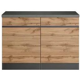Unterschrank KOCHSTATION "KS-Riesa", braun (wotaneiche), B:120cm H:86cm T:60cm, Holzwerkstoff, Schr&auml;nke, Unterschrank, Breite 120 cm, MDF-Fronten