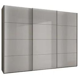 Schwebet&uuml;renschrank Wiemann "Kos", grau (havanna, dekor, glas kieselgrau), B:278,9cm H:236cm T:67cm, Glas, Holzwerkstoff, Schr&auml;nke, Schwebet&uuml;renschrank, mit Schattenfuge