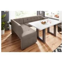 Eckbank exxpo - SOFA FASHION "Barista", grau (argent), B:197cm H:82cm T:265cm, Microfaser (Zusammensetzung: 100% Polyester);Lederfaserstoff (Grundgewebe 41% Lederfaser, 39% Polyester, 20% Baumwolle), Sitzb&auml;nke, Eckbank, Frei im Raum stellbar