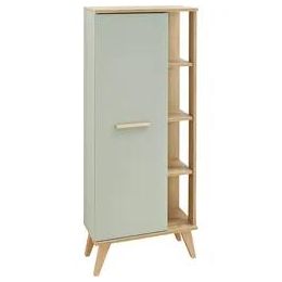 Midischrank SAPHIR "Quickset Badschrank 50,5 cm breit, 1 T&uuml;r, seitliche Ablagen", braun (riviera eiche, salbei nachbildung), B:50,5cm H:128cm T:33cm, Schr&auml;nke, Midischrank, Badezimmer-Midischrank inkl. T&uuml;rd&auml;mpfer, Griffe in Holz