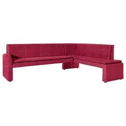 Eckbank exxpo - SOFA FASHION "Cortado, elegant und modern mit hohem Sitzkomfort", rot, B:197cm H:89cm T:264cm, Strukturstoff (88%Polyester, 12% Nylon) mit Absatz Luxuskunstleder;Luxus-Microfaser (Zusammensetzung: 10% Baumwolle, 90% Polyester), Sitzb&auml;nke, Eckbank, hohe Bodenfreiheit, sch&ouml;ne Detailverarbeitung, wahlweise Lederbezug