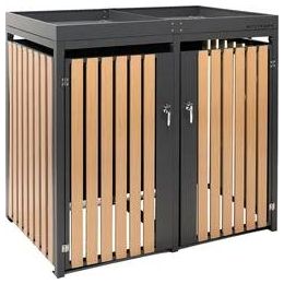 M&uuml;lltonnenbox WESTMANN "WMHHWTC-62", schwarz (anthrazit, braun), B:134cm H:125cm T:84cm, Stahl, Aufbewahrungsboxen, f&uuml;r 2x240 l, BxTxH: 134x84x125 cm