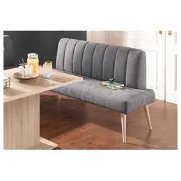 Sitzbank exxpo - SOFA FASHION "Costa, moderne R&uuml;ckensteppung, bequem und elegant, hoher Holzfu&szlig;", grau (anthrazit), B:182cm H:92cm T:68cm, Struktur: Webvelour, 100% Polyester, Sitzb&auml;nke, Essbank Sitzbank Polsterbank, hochwertige Detailverarbeitung, Frei im Raum stellbar