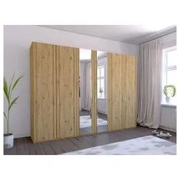 Kleiderschrank Wiemann "Mainau", braun (bianco, eiche, nachbildung, kristallspiegel), B:295,2cm H:216cm T:58cm, Glas, Holzwerkstoff, Schr&auml;nke, Kleiderschrank, mit Holz- und Spiegelt&uuml;ren