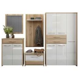 Garderoben-Set OTTO HOME "Gala", beige (beige hg, pacific walnuss decor), B:262cm H:192cm T:36cm, Holzwerkstoff, MDF, Kastenm&ouml;bel-Sets, Soft-Close Funktion, Hochglanz UV lackiert