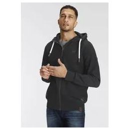 Kapuzensweatjacke AJC, Herren, Gr. XL (56/58), grau (anthrazit), Sweatware, Obermaterial: 55% Baumwolle, 45% Polyester. Kapuzenfutter: 65% Polyester, 35% Baumwolle, unifarben, schmal h&uuml;ftbedeckend, Rippb&uuml;ndchen, Sweatjacken