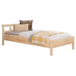 Futonbett Ticaa "Merci", beige (kiefer massiv natur), B:117,6cm, Betten, Futonbett, Einzelbett, aus Kiefer Massivholz, inkl. Rollrost