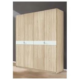 Kleiderschrank Priess "Dreht&uuml;renschrank Kleiderschrank Schrank Schlafzimmerschrank Madrid", braun (struktureichefarben hell, wei&szlig;glas), B:185cm H:193cm T:54cm, Holzwerkstoff, Schr&auml;nke, Kleiderschrank, mit farbiger Glasauflage, erweiterbar mit Schrankaufsatz Madrid