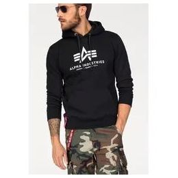 Kapuzensweatshirt Alpha Industries "Basic Hoody", Herren, Gr. M, schwarz, angeraute Sweatware, Obermaterial: 80% Baumwolle, 20% Polyester, bedruckt, normal normal, Rundhals, Rippb&uuml;ndchen, Sweatshirts, Baumwollmischung, regular fit