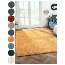 Hochflor-Teppich "My Shaggy", gold (goldgelb), B:200cm H:37mm L:290cm, Polypropylen (PP), MyFlair M&Ouml;BEL & ACCESSOIRES, Teppiche, Shaggy, Uni-Farben, leicht gl&auml;nzend, Microfaser, extra flauschig