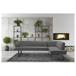 Eckbank exxpo - SOFA FASHION "Americano", grau (anthrazit), B:270cm H:83cm T:197cm, Sitzb&auml;nke, Eckbank, mit Keder und Metallf&uuml;&szlig;en, Bezug in verschiedenen Qualit&auml;ten, Topseller