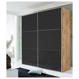 Schwebet&uuml;renschrank wimex "Level by fresh to go", grau (plankeneichefarben, grauglas), B:200cm H:236cm T:65cm, Schr&auml;nke, Schwebet&uuml;renschrank, mit Glast&uuml;ren